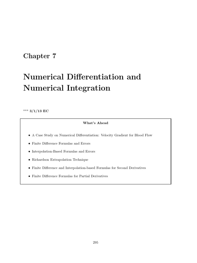 Numerical Differentiationandintegration | PDF | Finite Difference | Derivative