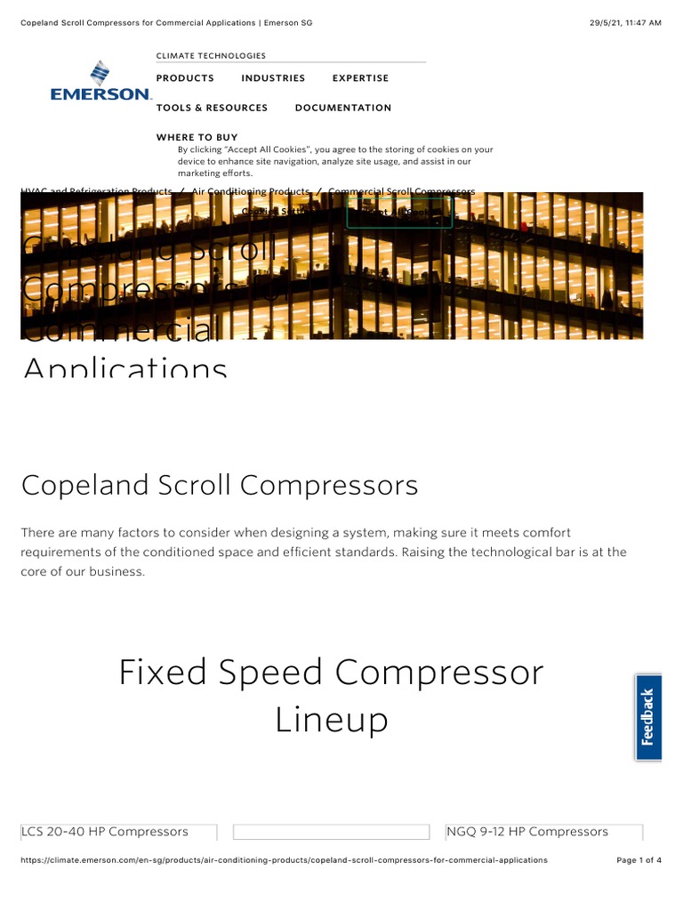 Copeland Scroll Compressors For Commercial Applications: Fixed Speed ...