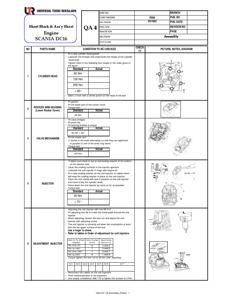Engine Scania Dc16: Short Block & Ass'y Sheet | PDF | Turbocharger | Screw