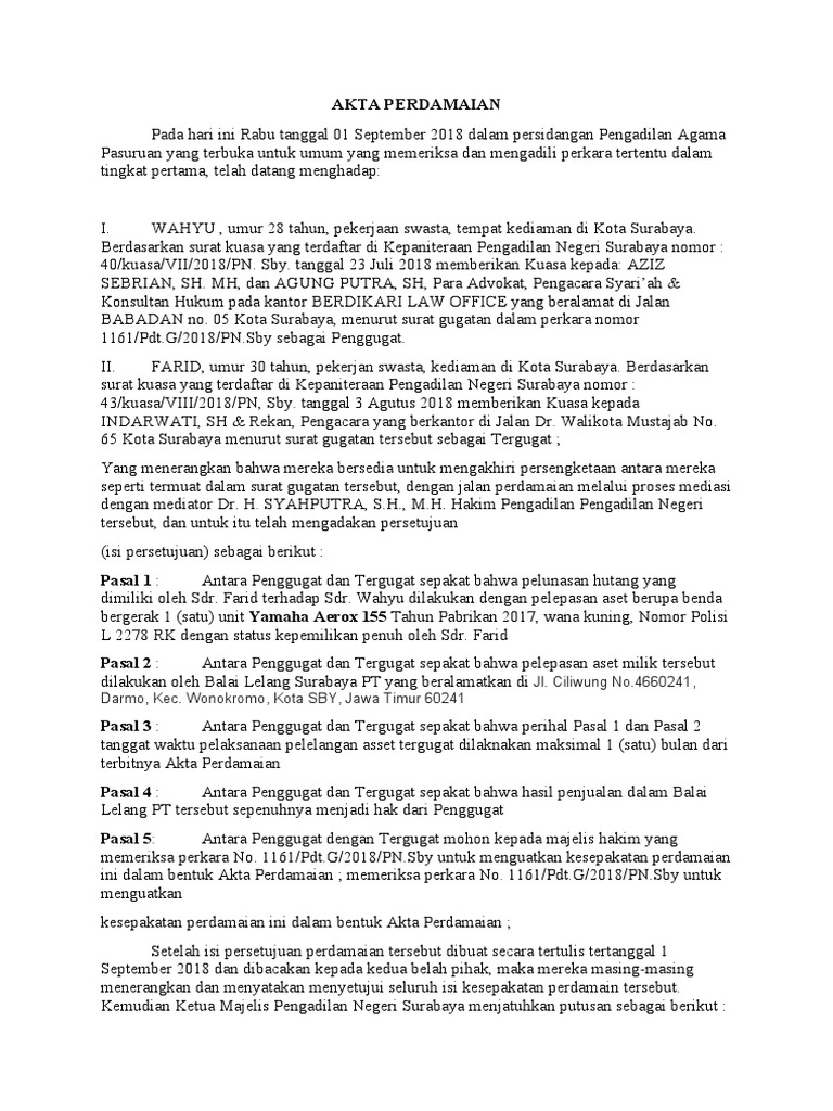 Akta Perdamaian | PDF