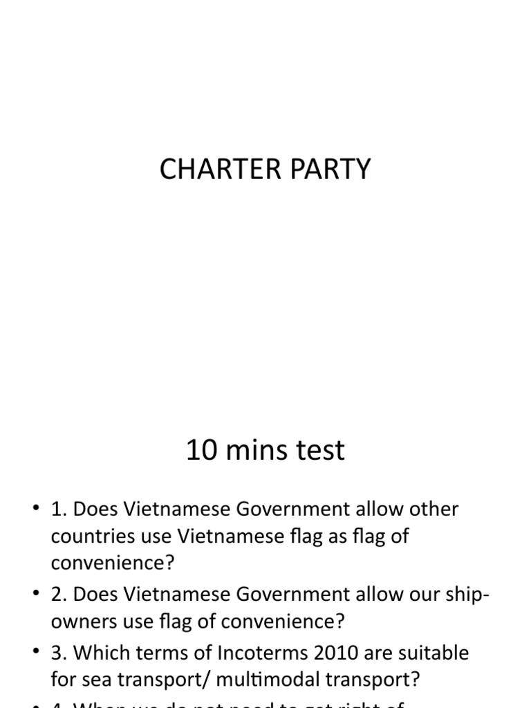 Chapter 2 - Charter Party 2 | PDF | Oil Tanker | Cargo