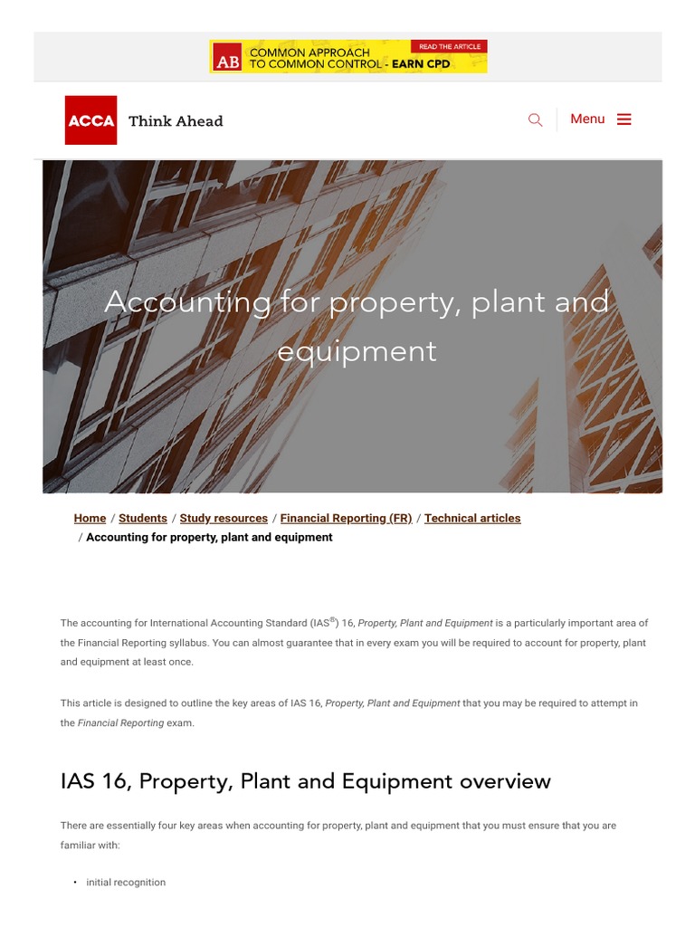 Accounting For Property, Plant and Equipment - ACCA Global ...