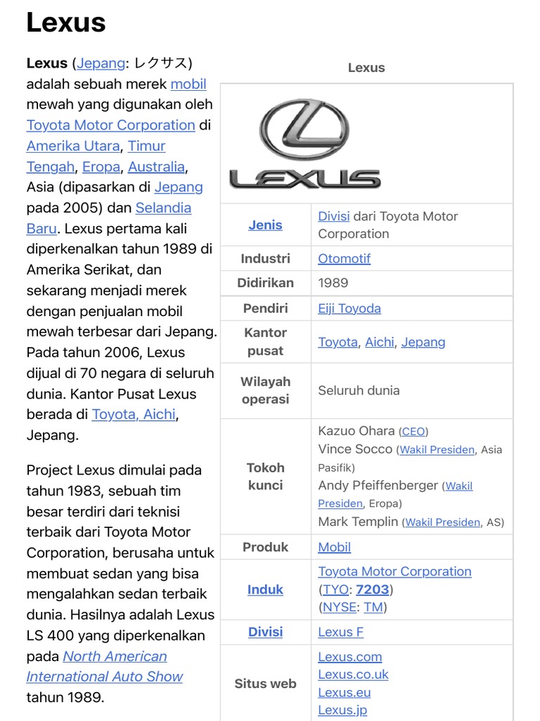 Lexus | PDF | Bisnis | Perjalanan