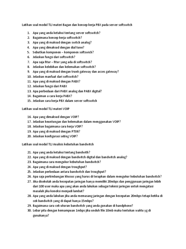 Latihan Soal Modul TLJ | PDF