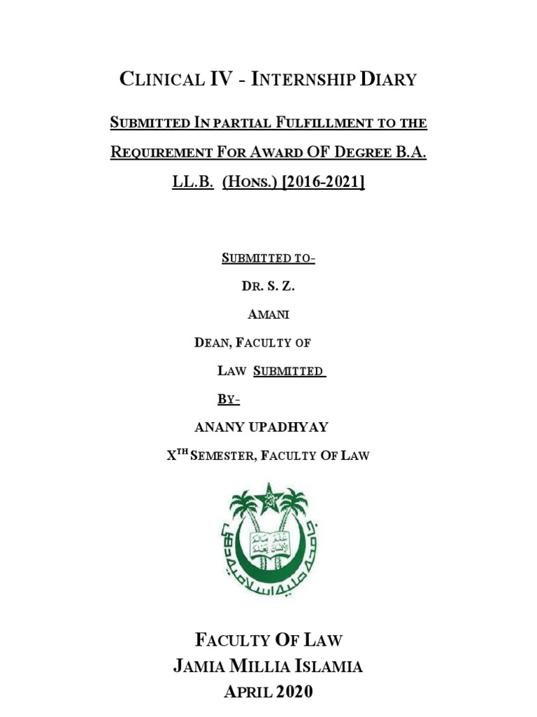 Internship Diary Pdf Bankruptcy Justice
