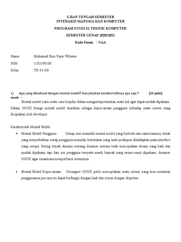 Muhamad Ibnu Fajar - TK43G6 - UTS IMK | PDF