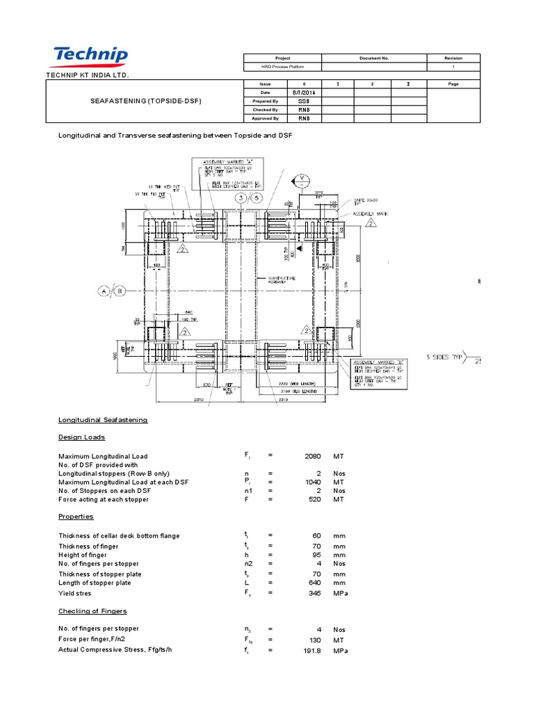 Topside Seafastening.002 | PDF | Buckling | Solid Mechanics