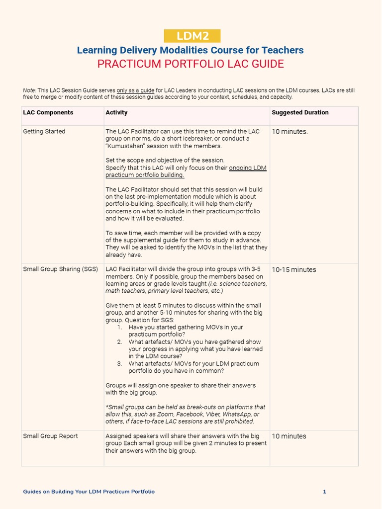 LDM Practicum Portfolio Building Guide | PDF | Lesson Plan | Learning