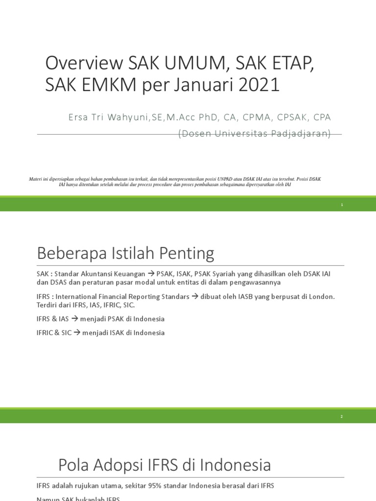 SAK Indonesia: SAK UMUM, ETAP, EMKM 2021 | PDF