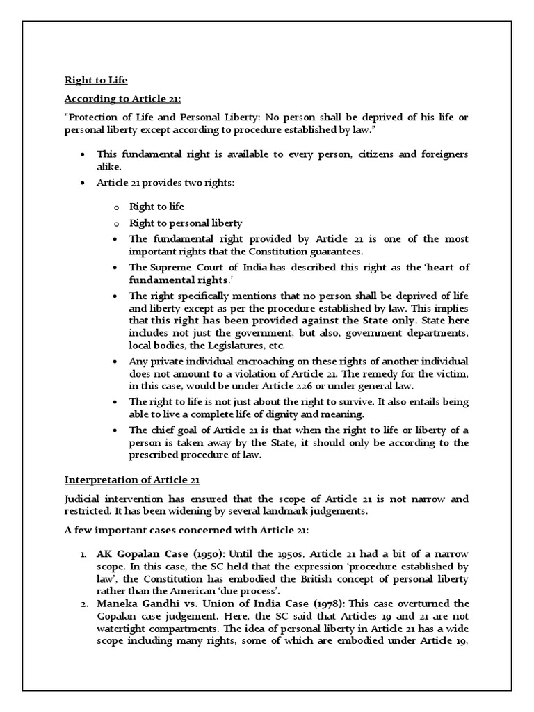 Right To Life - 1 | PDF | Applied Ethics | Justice