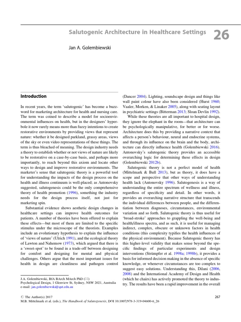 Salutogenic Design in Healthcare Architecture | PDF | Stress (Biology ...