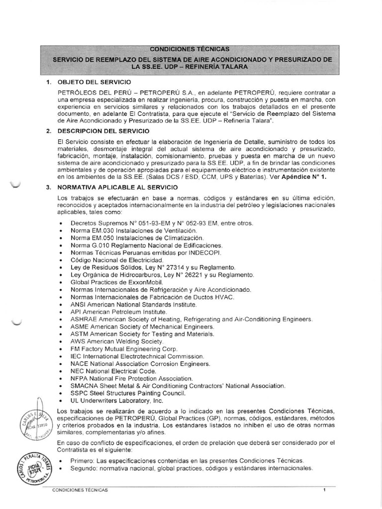 Condiciones Técnicas Integradas Serv. Reemplazo - Sistema.aire - Acondicionado. | PDF | Póliza ...