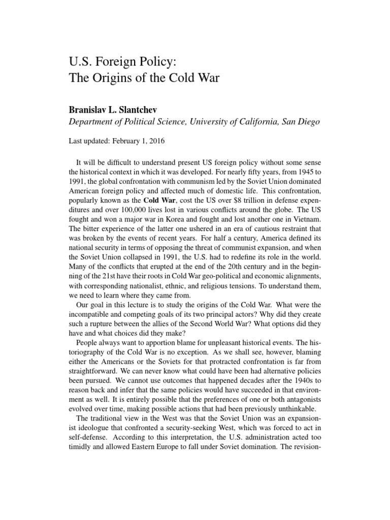 09 Origins of The Cold War | PDF | Soviet Union | World Politics