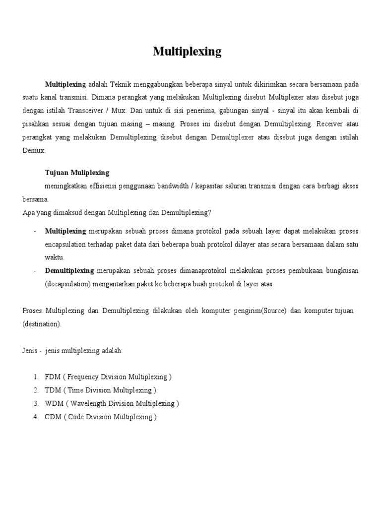 Multiplexing | PDF | Komputer
