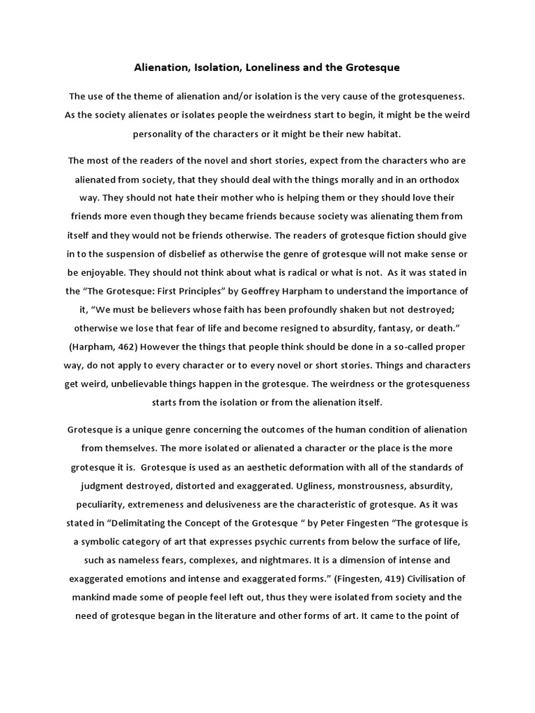 Alienation, Isolation, Loneliness and The Grotesque | PDF | Grotesque ...