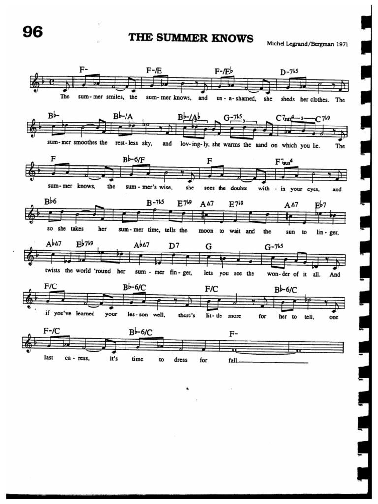 The Summer Knows - Lead Sheet | PDF