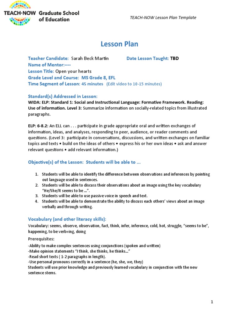 Grade 8 EFL Lesson: Observation vs. Inference | PDF | Lesson Plan ...