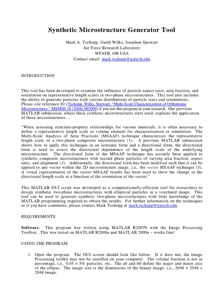Microstructure Generation Code Documentation | PDF | Microstructure | Matlab
