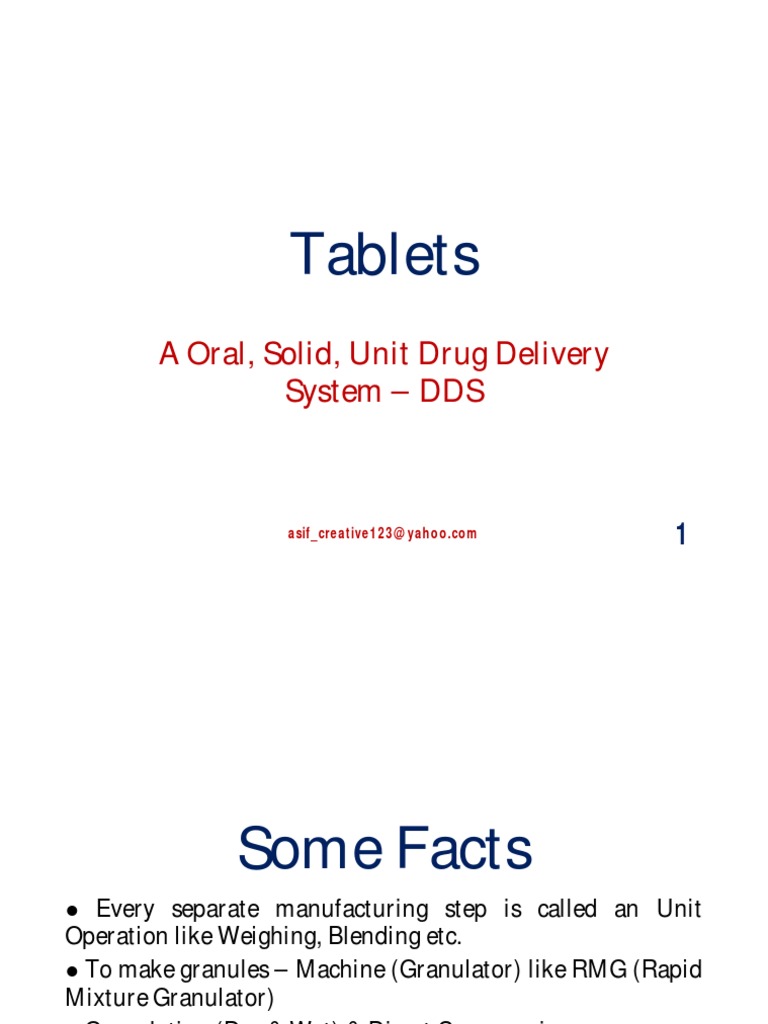 Tablet Manufacturing and Granulation Process | PDF | Tablet (Pharmacy ...