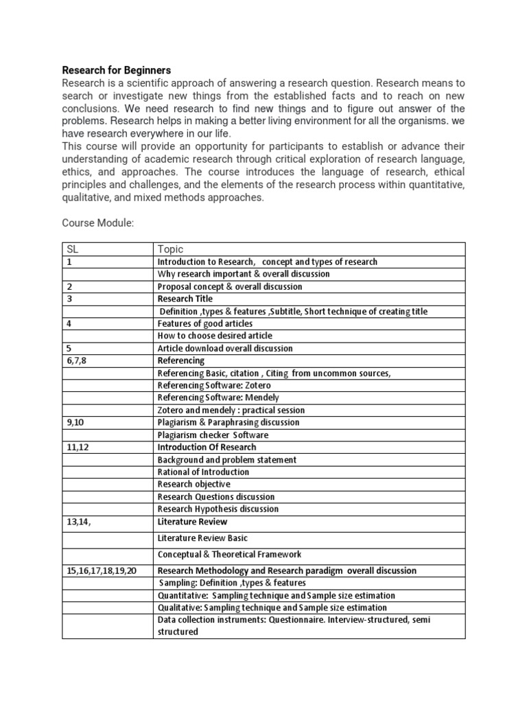 Course Outline | PDF | Qualitative Research | Quantitative Research