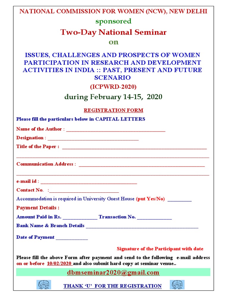 Women's R&D Seminar Registration | PDF