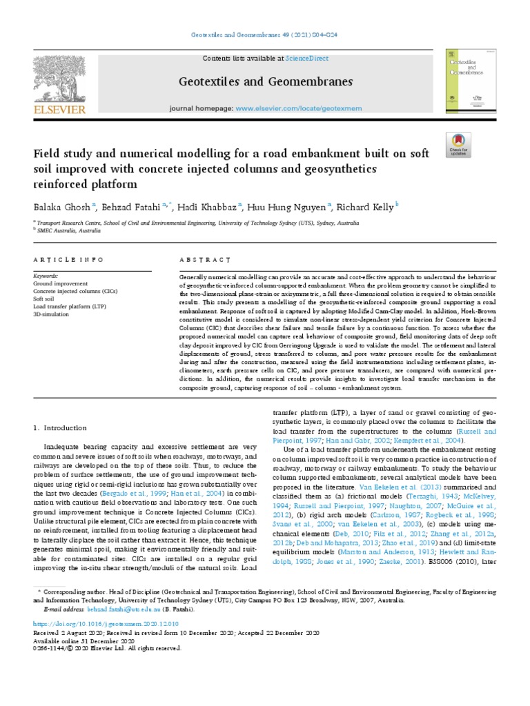 Geotextiles and Geomembranes: Balaka Ghosh, Behzad Fatahi, Hadi Khabbaz ...