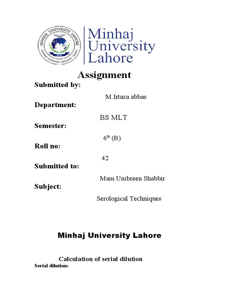 Calculation of Serial Dilution | PDF