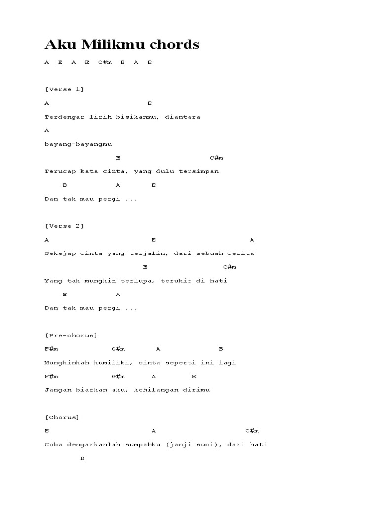 Aku Milikmu Chords | PDF