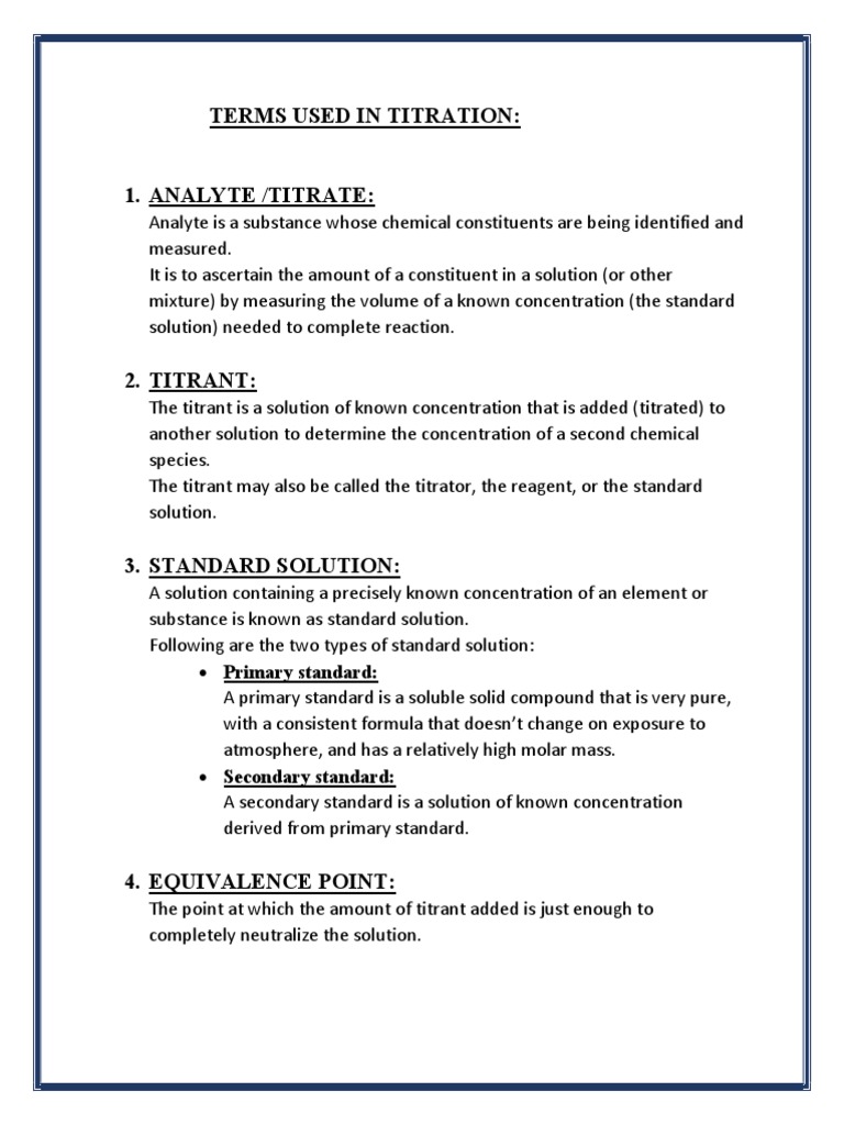 Titration Terms and Applications Explained | PDF | Titration | Chemistry