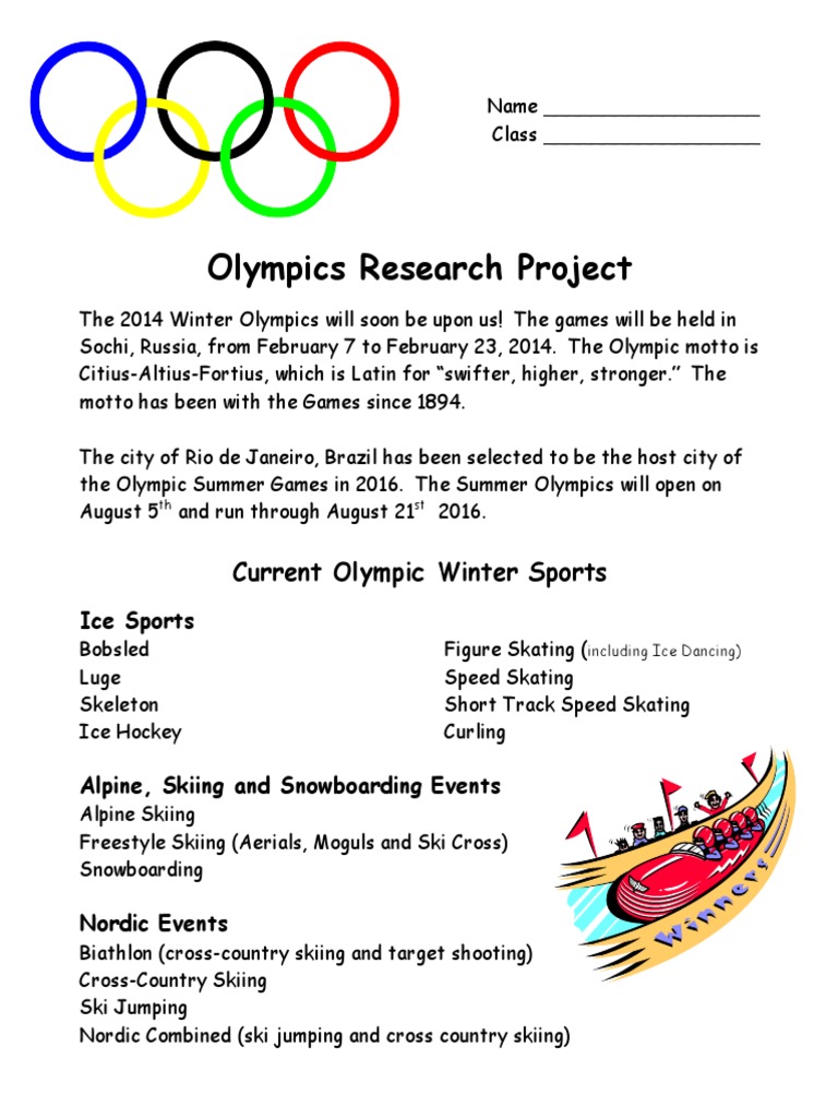 Olympics Research Project: Current Olympic Winter Sports | PDF ...