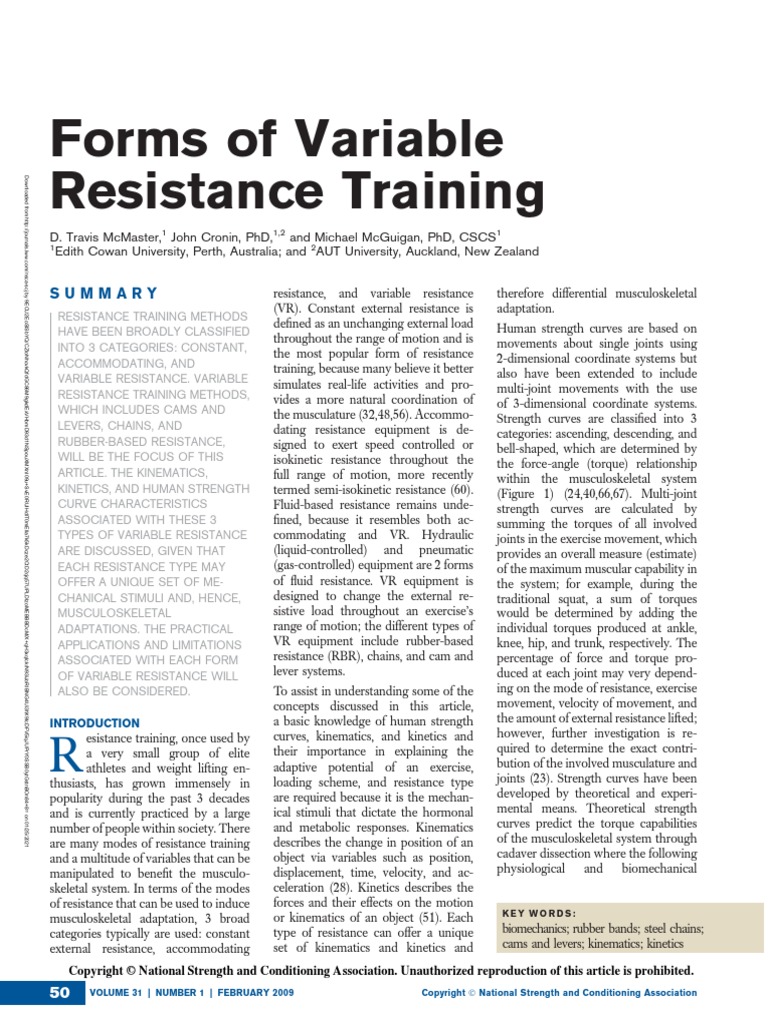 Forms of Variable Resistance Training.10 | PDF | Muscle | Torque