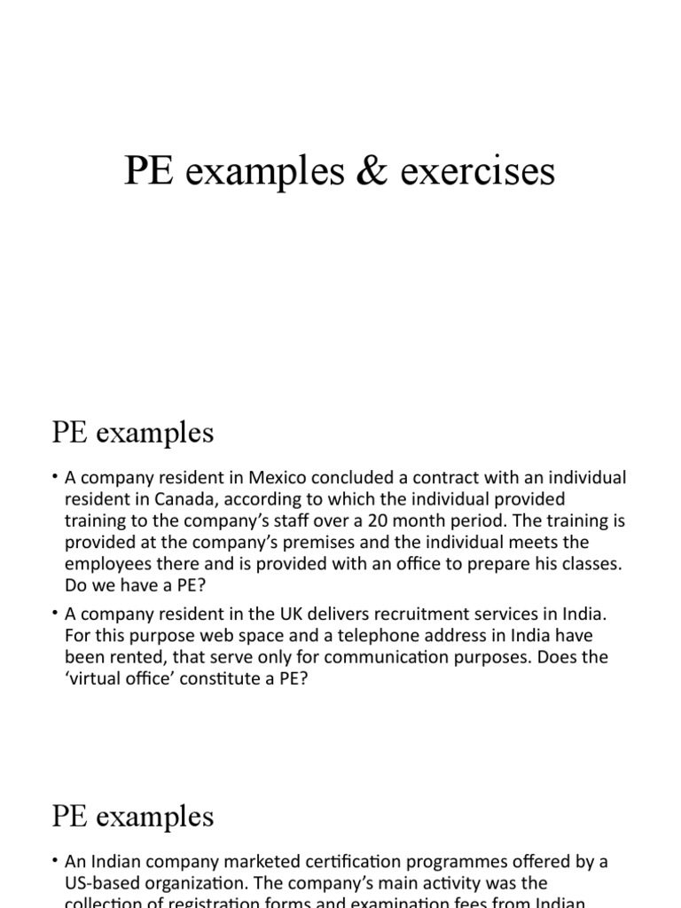 PE Examples Exercises | PDF