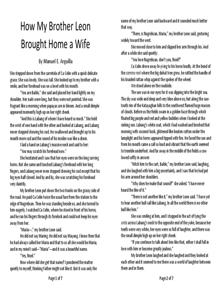 04 How My Brother Leon Brought Home A Wife | PDF | Nature