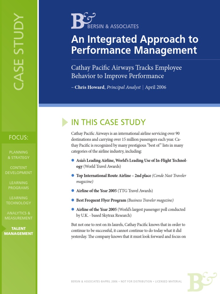 An Integrated Approach To Performance Management: in This Case Study ...