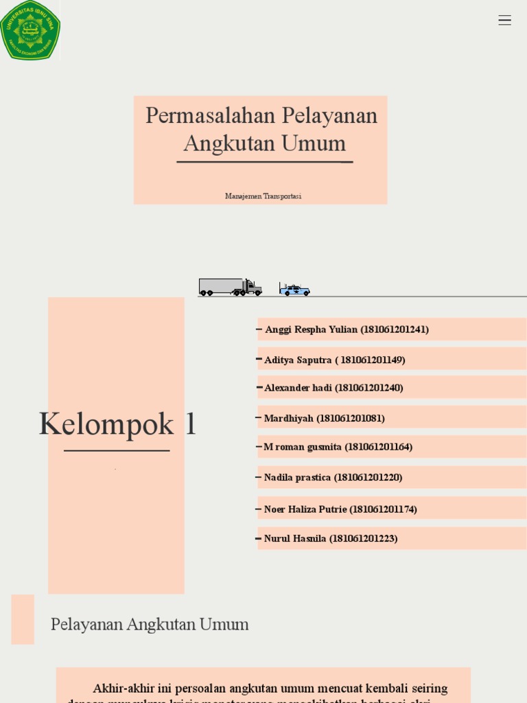 Permasalahan Pelayanan Angkutan Umum | PDF | Teknologi & Rekayasa