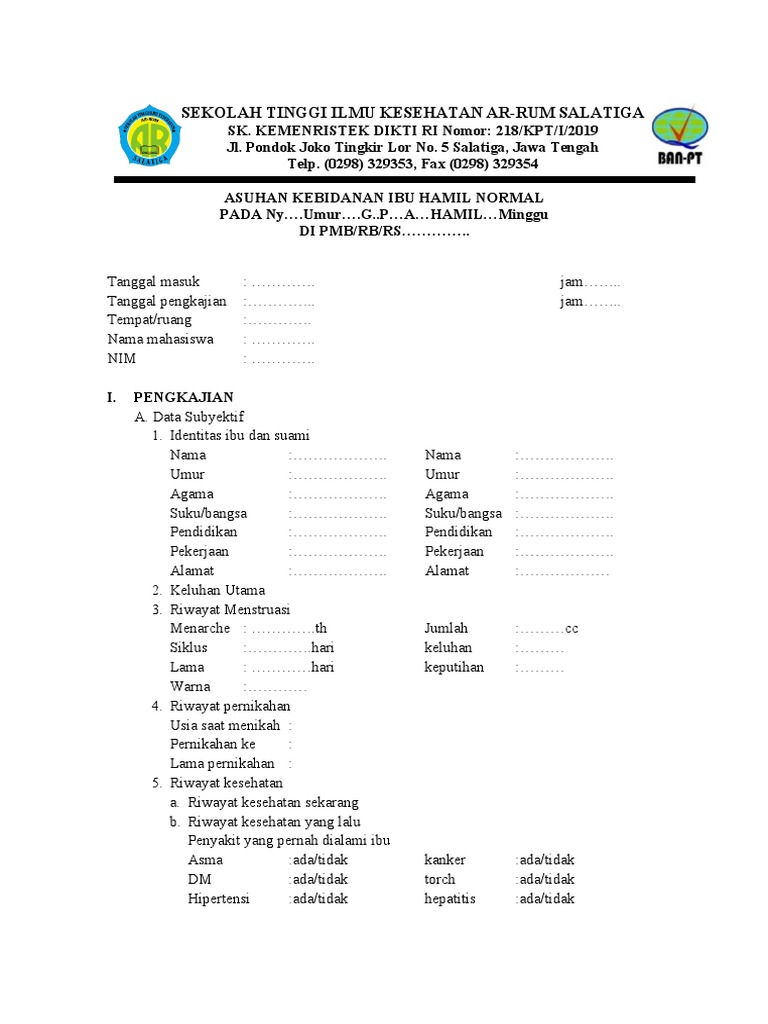 Format ASKEB Ibu Hamil | PDF