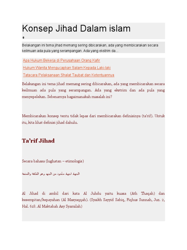Konsep Jihad Dalam Islam | PDF