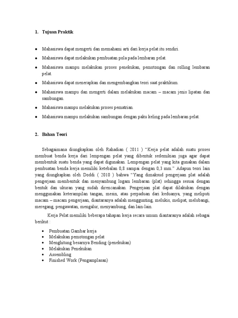 Laporan Kerja Plat | PDF
