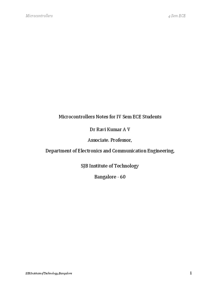 Microcontrollers 8051-Notes For IV Sem Students | PDF | Central ...