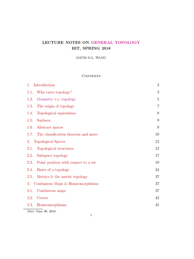 Lecture Notes On General Topology | PDF | Norm (Mathematics) | Topology