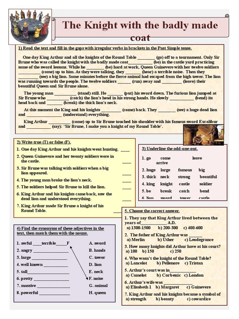 King Arthur and His Knights The Knight With The Ba Information Gap ...