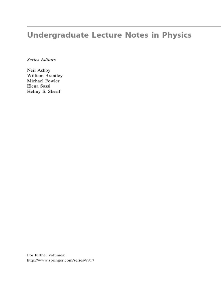 Undergraduate Lecture Notes in Physics | PDF | Rotation Around A Fixed ...