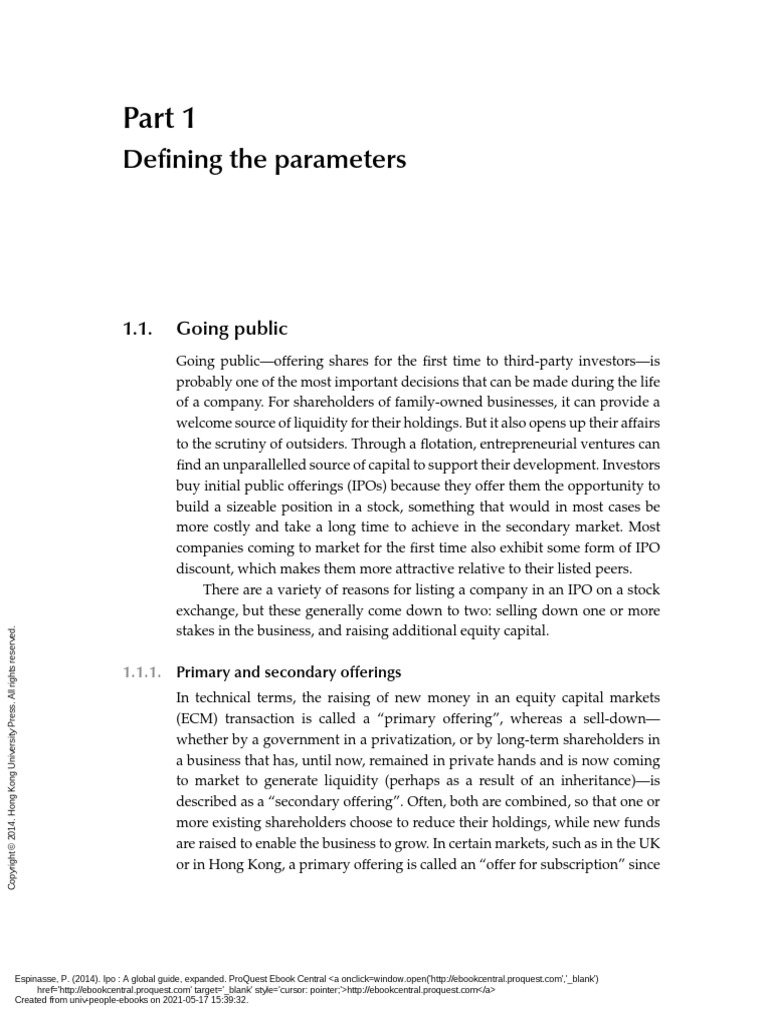 Ipo A Global Guide, Expanded - (Part 1 Defining The Parameters) | PDF ...