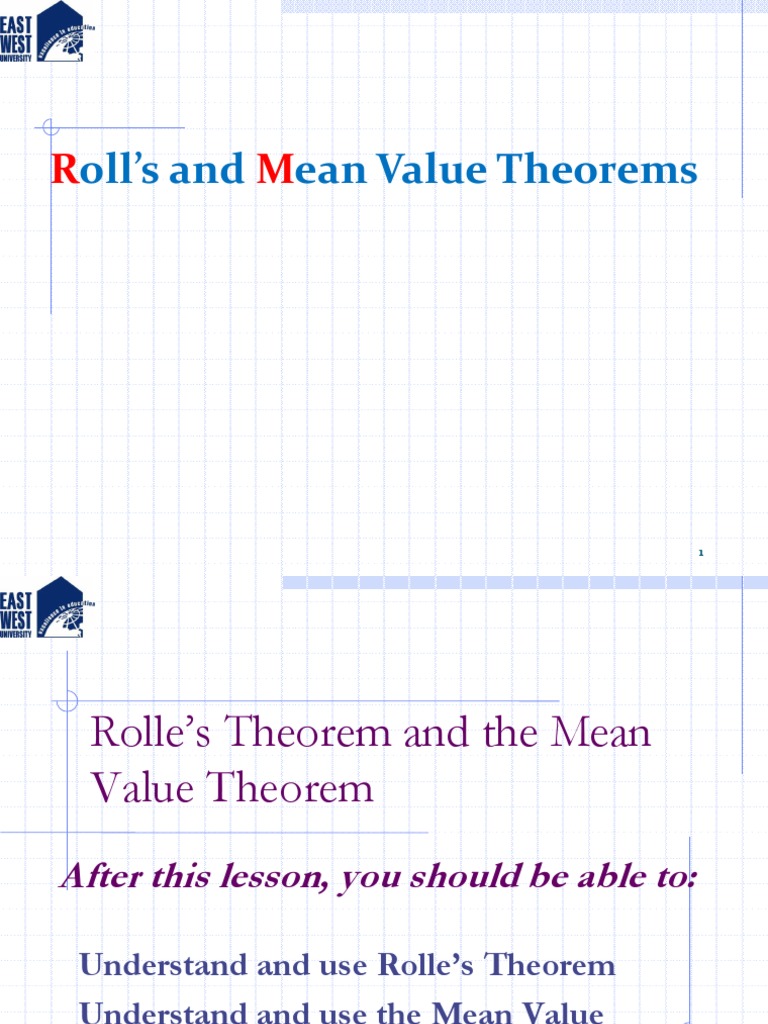 Rolles & Mean Value Theorem - M | PDF | Calculus | Analysis