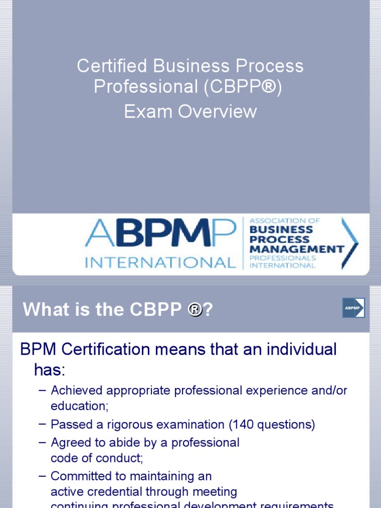 Certified Business Process Professional (CBPP®) Exam Overview | PDF ...