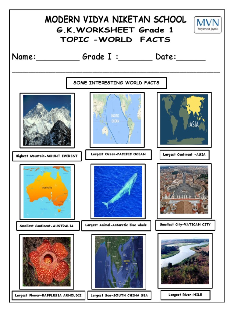 World Facts Worksheet | PDF | Social Science | Travel