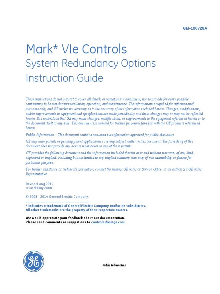 Mark Vie Controls: System Redundancy Options Instruction Guide | PDF | Relay | Programmable ...