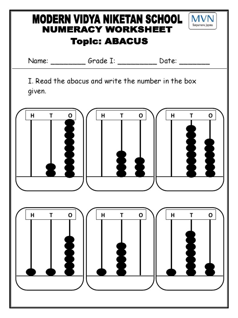 Abacus Worksheet | PDF