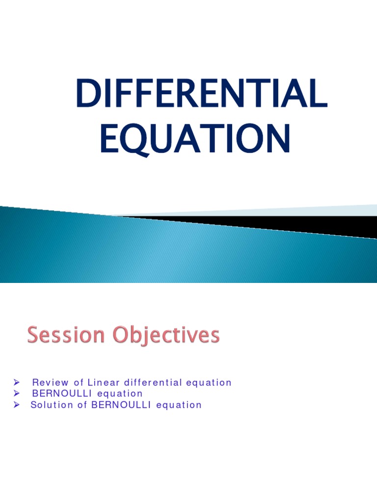 Bernoulli Differential Equation Guide | PDF