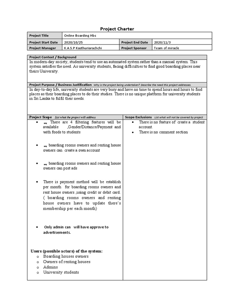 ITPM Project Charter Template v1.0 | PDF | Usability | Computing